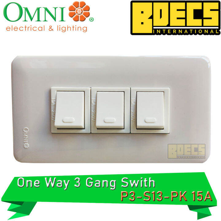 OMNI One Way 3 Gang Swith P3-S13-Pk I Bdecs | Lazada PH