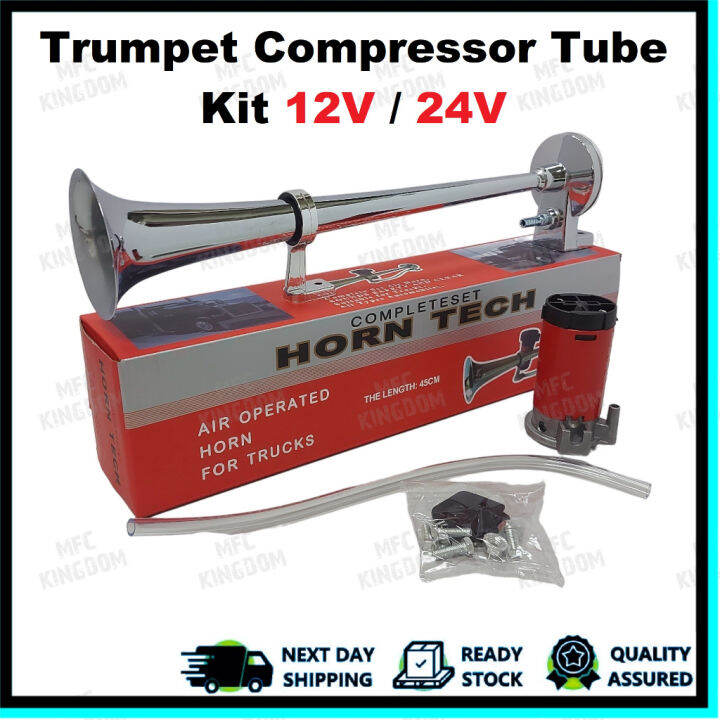 Air Horn / Trumpet Compressor Tube Kit / 12V / 24V / Long 450mm / 150DB ...