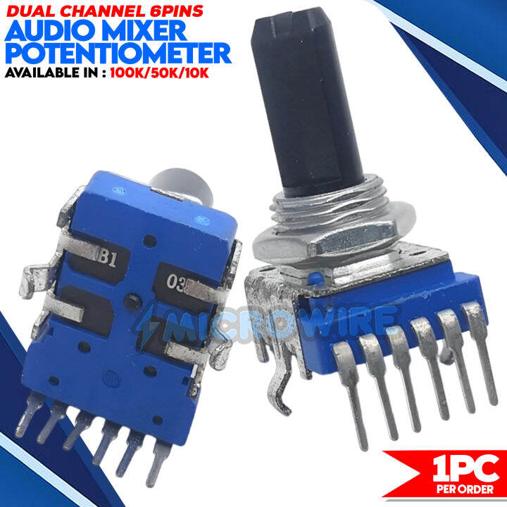 6 -Pin Dual Channel Audio Mixer Potentiometer B10K B50K B100K | Lazada PH