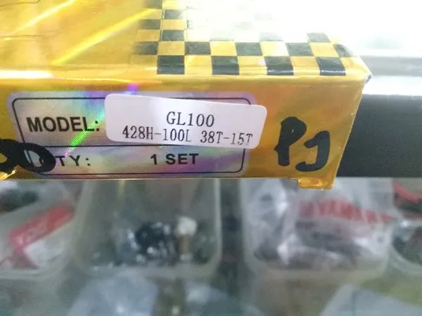 Gear Set Gir Paket FUKUKAWA GL100 428H-100L 38T 15T Rantai dan Gear ...