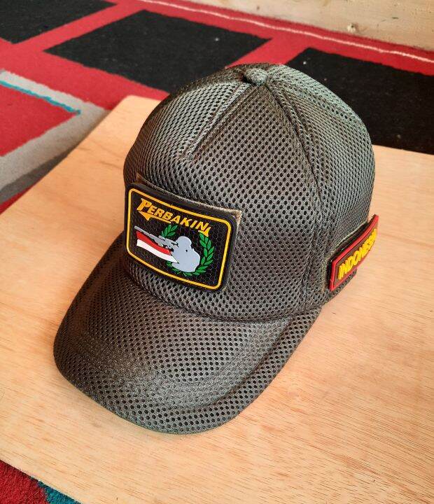 Topi Tactical Velcro Double Mess Warna Hijau Army Dengan Logo Rubber ...