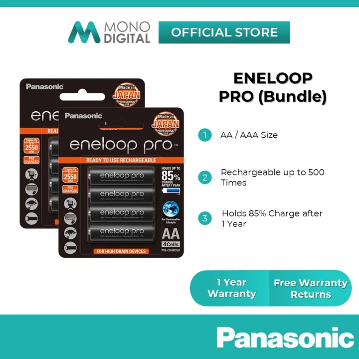 Ready Stock Panasonic Eneloop Pro Aa Aaa 4 Cells Rechargeable Battery