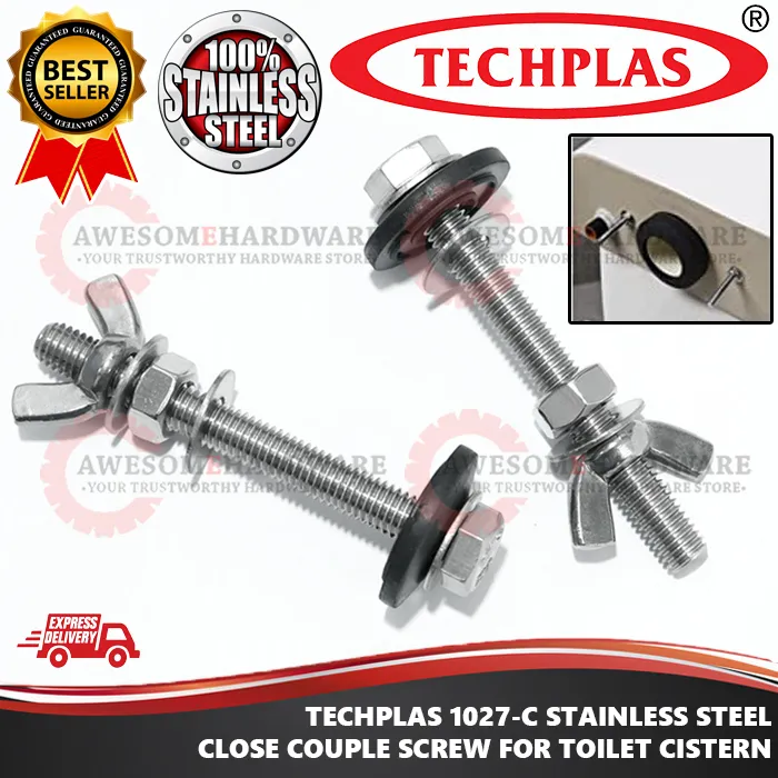 TECHPLAS 1027-C TOILET CISTERN CLOSE COUPLE STAINLESS STEEL SCREW SET | Lazada