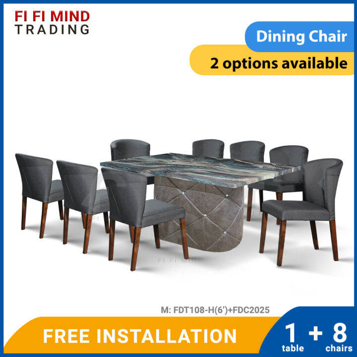 Lotta Marble Dining Set/ Marble Dining Table/ Meja Makan 6 Kerusi/ Meja ...