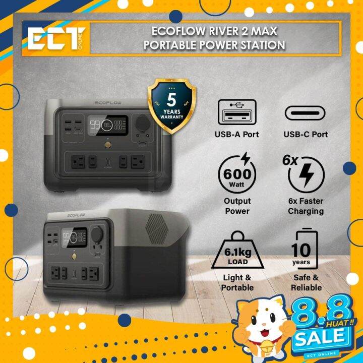 EcoFlow River 2 Max Portable Power Station with 600W,512WH Capacity and ...