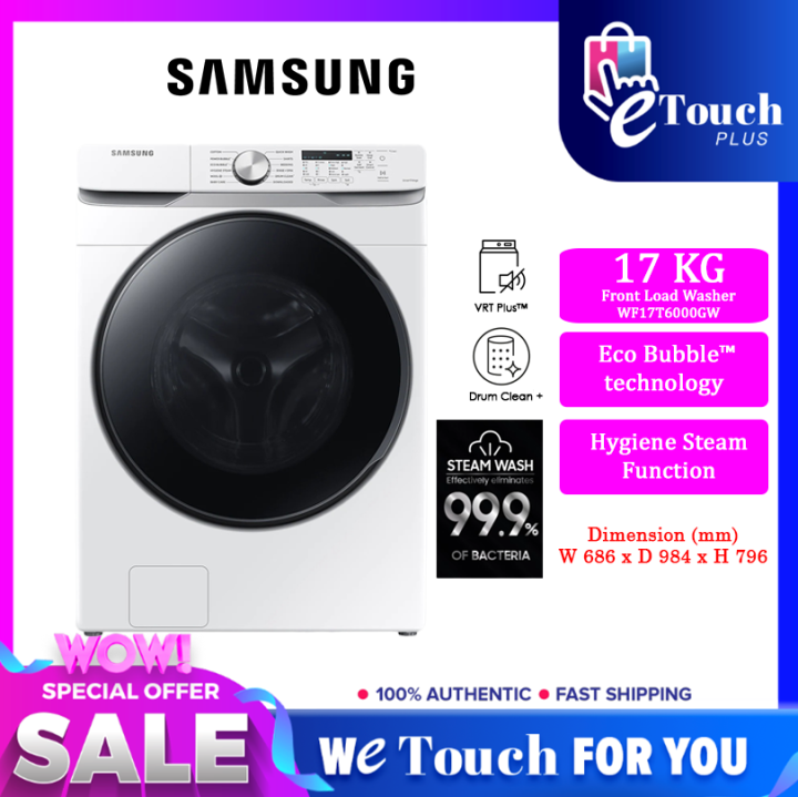 Samsung 17KG Front Load Washer with Hygiene Steam | WF17T6000GW FQ Washing Machine Top Loader ...