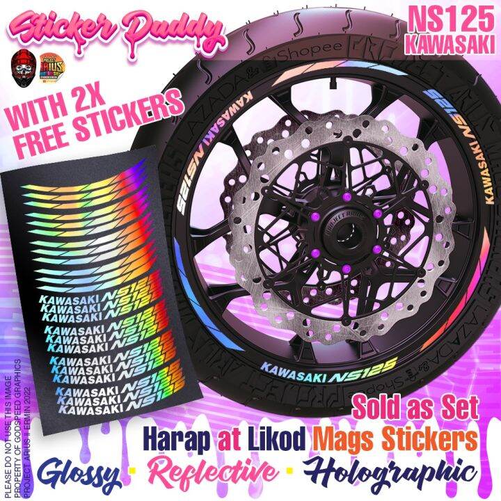 [SD] Kawasaki NS125 Holographic Mags Sticker (Set: Harap at Likod ...