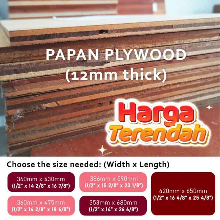 WARMLUMBER 12mm Ply Wood Board Papan Plywood DIY Papan Lapis Plywood ...