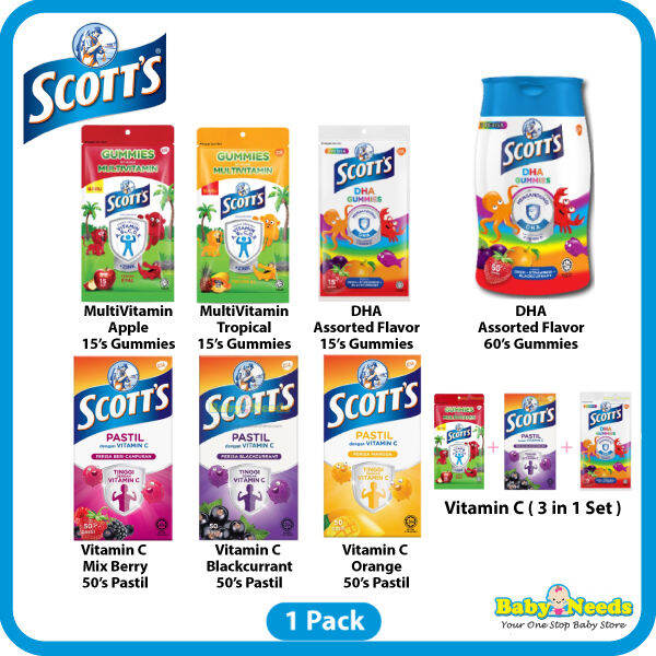 Scott's DHA/ Vitamin C/Multivitamin Chewable Gummies Assorted (60's Per ...