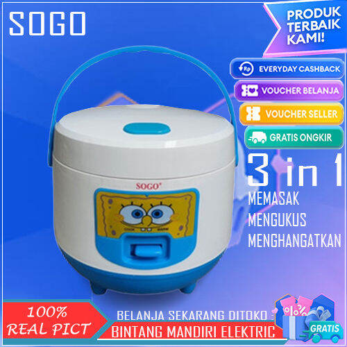 Rice Cooker 1 LITER SOGO SG-108 3in1 Serbaguna Memasak, Mengukus ...