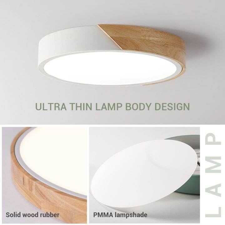 Tri color light LED wooden lamp Ultra thin modern chandelier ceiling ...