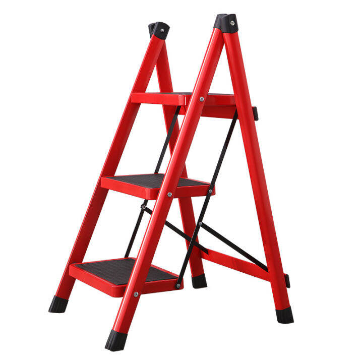 3 Steps Metal Folding Ladder Household Steel Ladder Stepping Foldable ...