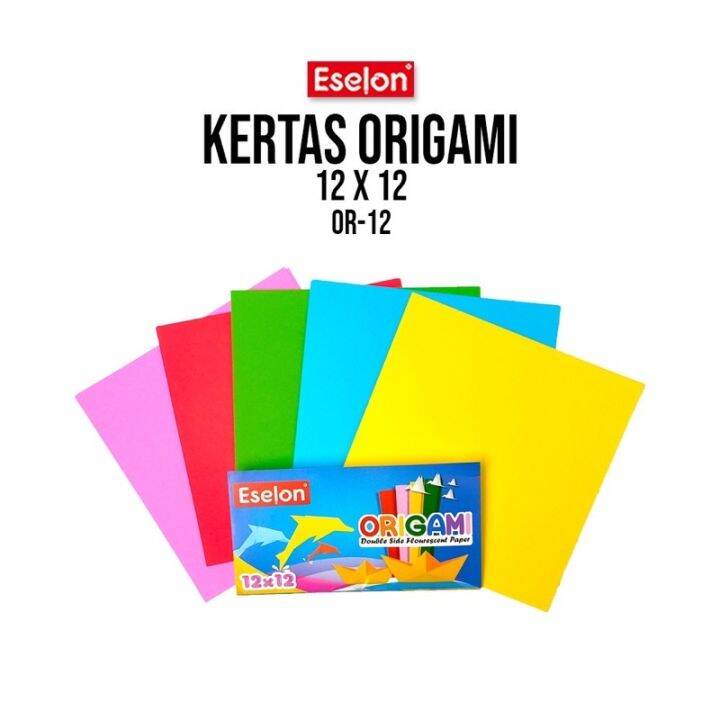 Kertas Origami 2 SISI WARNA 12x12 Kertas Origami Kertas lipat | Lazada ...