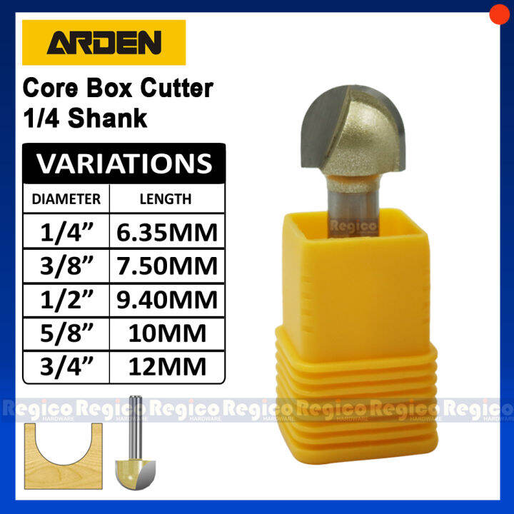 ARDEN 1/4 Shank Round Nose Core Box Cutter Bit Router Bit #0502 Regico ...
