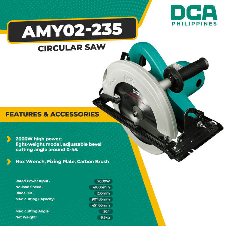 DCA AMY02-235 ELECTRIC CIRCULAR SAW 2000W (UPGRADE) | Lazada PH