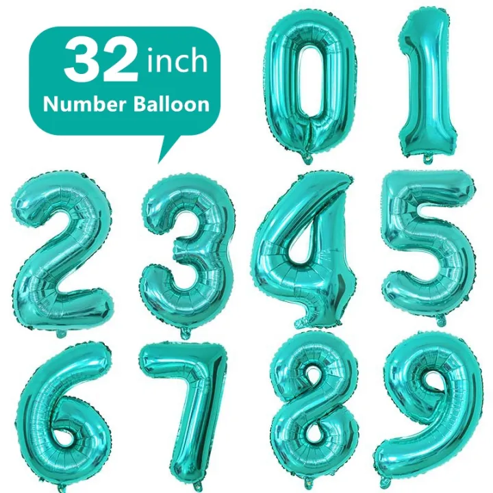 32 Inch Large Tiffany Blue Color Number Balloon for Birthday and ...
