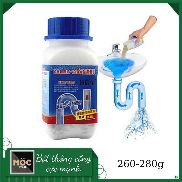 Bột thông cống thoát nước cực mạnh, cực nhanh 280g, 260g Mocstore, Hoá chất thông bồn cầu mạnh ...