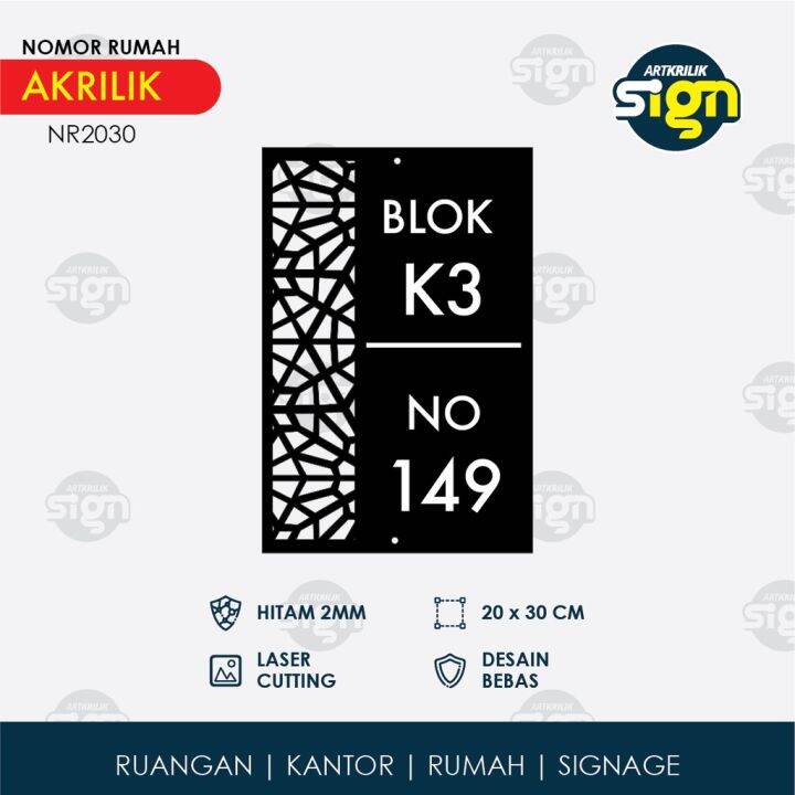 Custom Nomor Rumah Premium Laser Cut Plat Nomor Rumah Modern Akrilik ...