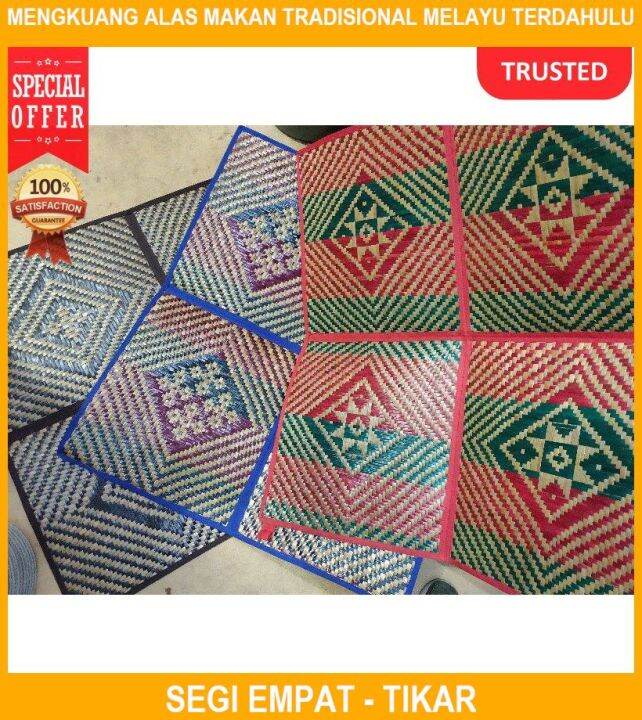 Tikar Mengkuang Alas Makan Tradisional Melayu Terdahulu Segi Empat | Lazada
