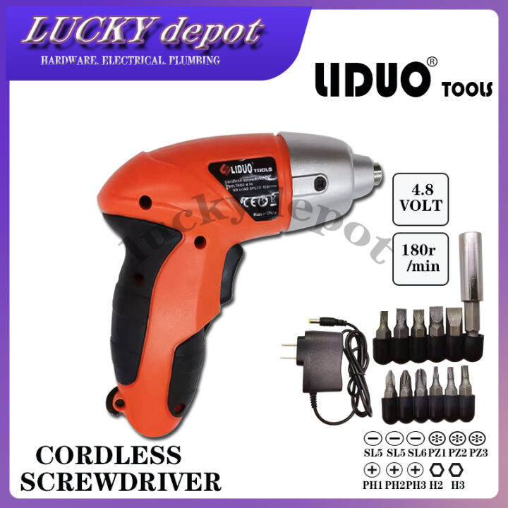 LIDUO TOOLS 19214 RECHARGEABLE HANDY DRILL CORDLESS SCREWDRIVER 4.8V ...
