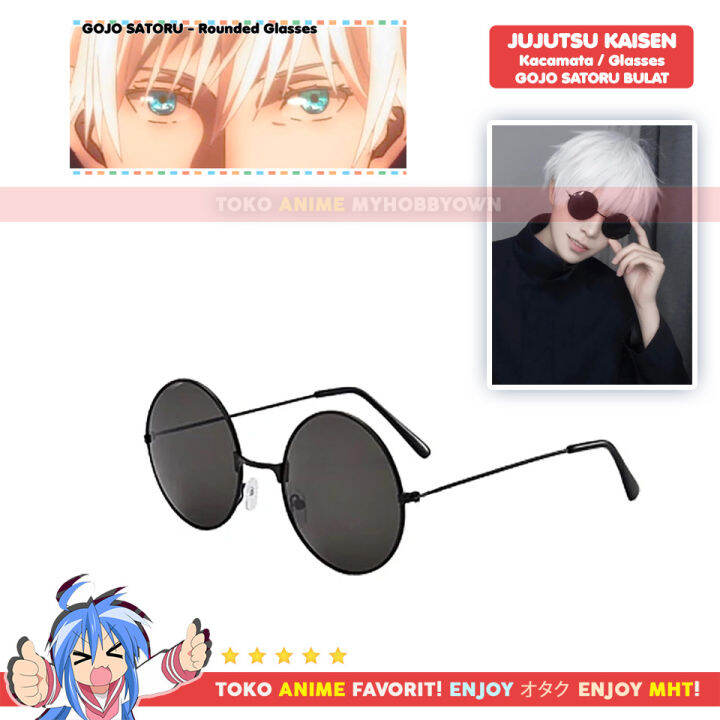 Kacamata Hitam Gojo Satoru Bulat - Jujutsu Kaisen Gojo round glasses ...