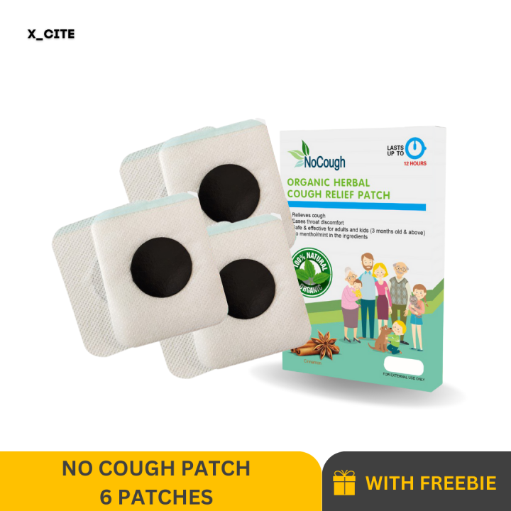 [6 patches] 3 sachets NoCough Relief Patch No Cough Organic Herbal 12 ...