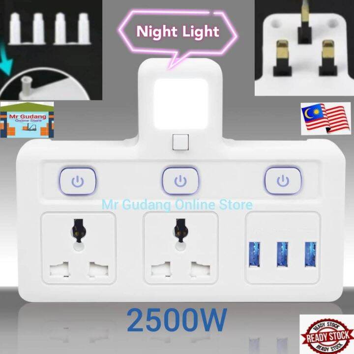 Multi Socket T-ADAPORT USB Universal Extension Plug Universal Adapter ...