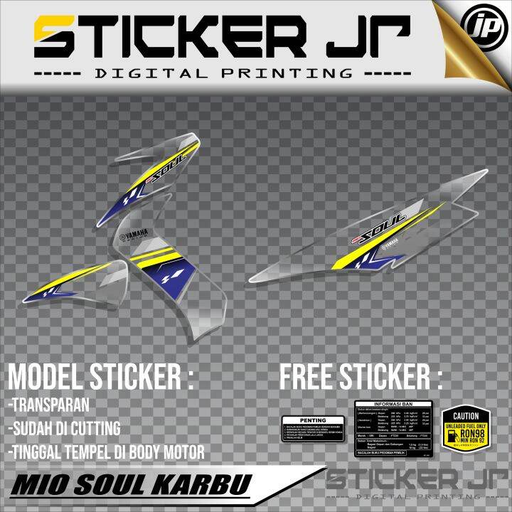 Stiker Striping Decal Transparan Motor Mio Soul Karbu Sudah Cutting ...