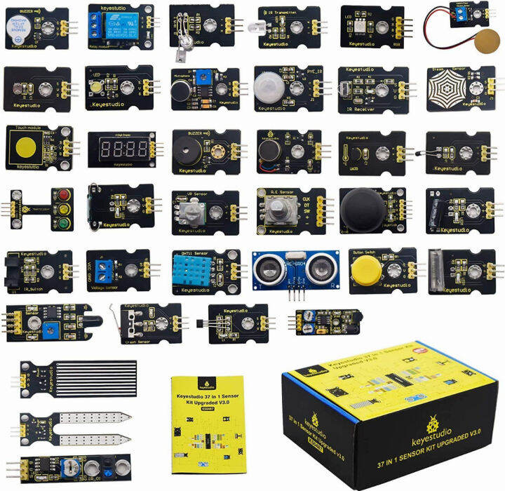 KEYESTUDIO 37 in 1 Sensor Kit 37 Sensors Modules Starter Kit for Arduino Mega R3 2560 Raspberry ...