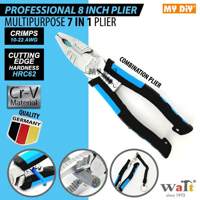 MYDIYHOMEDEPOT - WAIT 7 In 1 Combination Plier Multipurpose Combination Plier 8" Wire Crimper ...