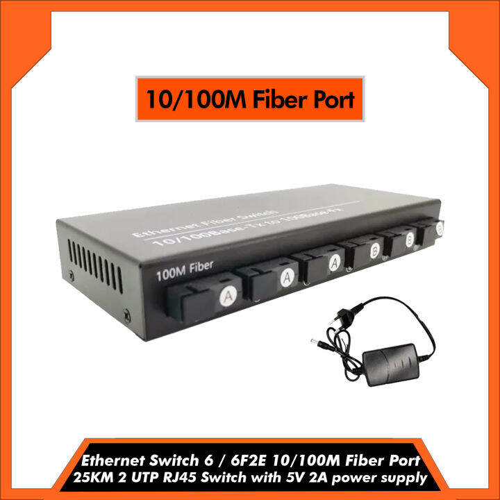 Ethernet Switch 6 / 6F2E 10/100M Fiber Port 25KM 2 UTP RJ45 Fast ...