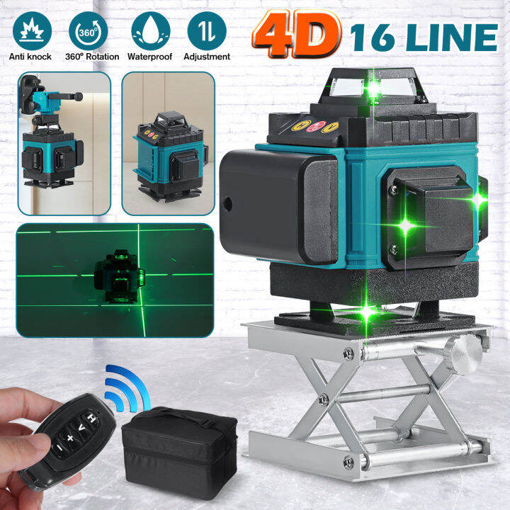 4D 16 Lines Laser Level Vertical Horizontal Cross Line Self-leveling Laser Level 360° with Lift ...