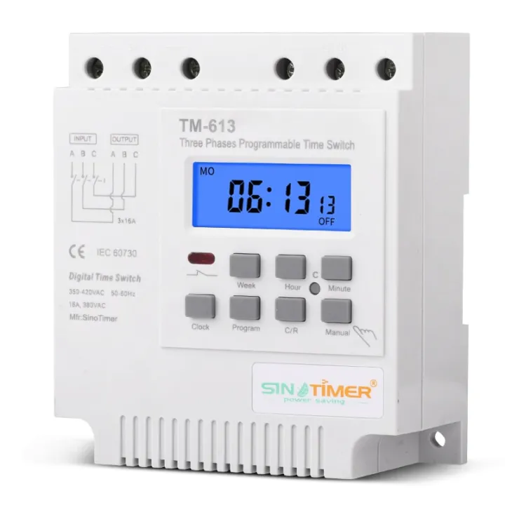 Tm613 380v 16a Three Phases Digital 7 Days Programmable Relay Timer ...