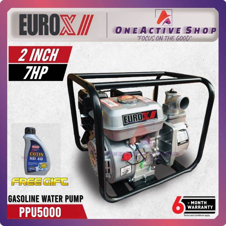 Eurox 7HP Water Pump 2"inch(50mm) PPU5000 7HP Petrol 4-Stroke WATER PUMP Kebun Pakai FOC 4T ...