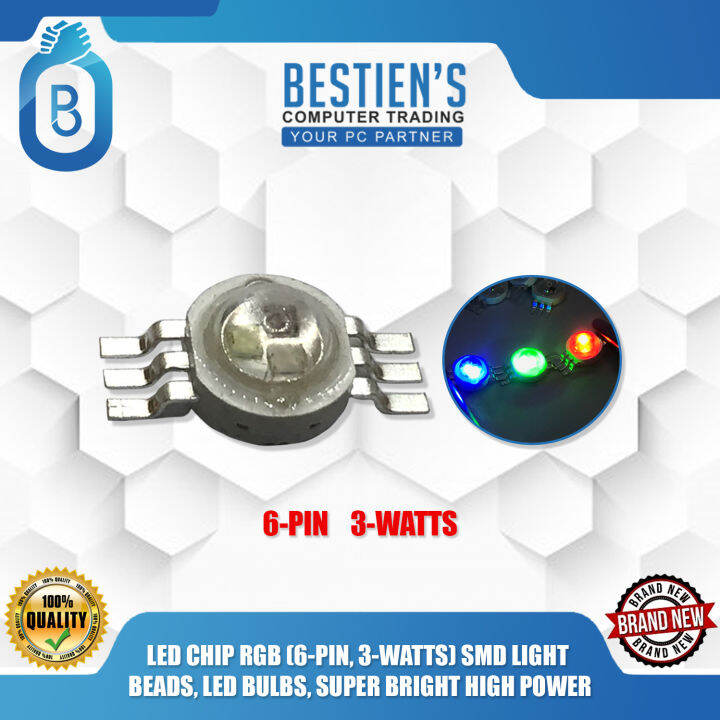 LED CHIP RGB (6-PIN, 3-WATTS) SMD LIGHT BEADS, LED BULBS, SUPER BRIGHT ...