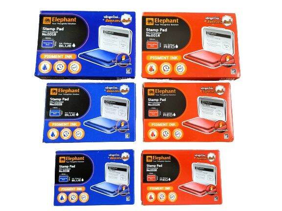 แท่นประทับ Elephant Stamp Pad สีน้ำเงิน สีแดง ตราช้าง เบอร์1 เบอร์2 ...