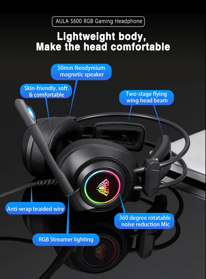 Aula G91 Gaming Headphones Computer Gamer Deep Bass For Laptop，Noise ...
