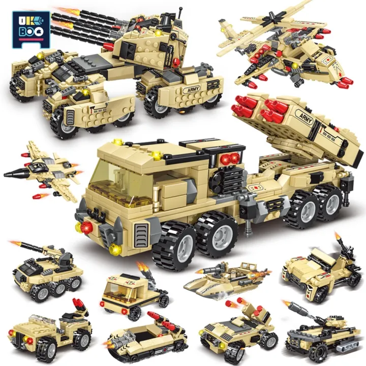 UKBOO WW2 Military Mecha Truck fighter Tank Model Building Blocks City ...