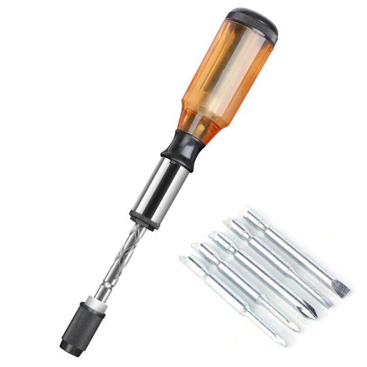 Push Pull Ratchet Screwdriver Set 6 In 1 Press Type Semi-automatic ...