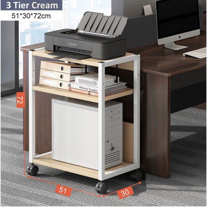 OFNATURE 3 Tier Slim Wooden Printer Table Side Table Work Table Desk ...