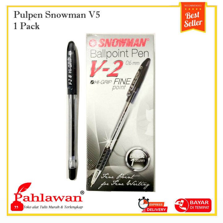 Ballpoint Pen Pulpen Snowman V-2 Hi-Grip medium point 1 Pak / Pensil ...