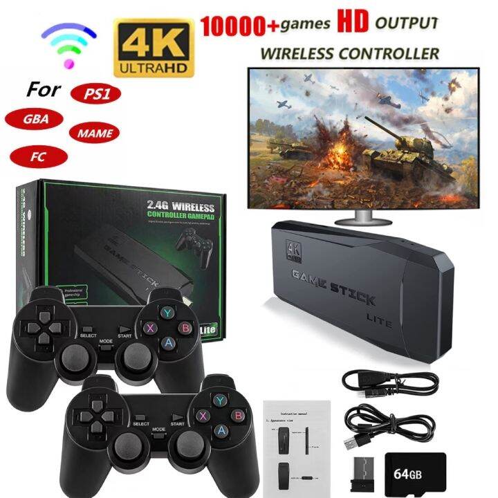 【jw】 № 4K Game Console 2.4G Controller Stick 10000 Games 64GB for PS1 ...