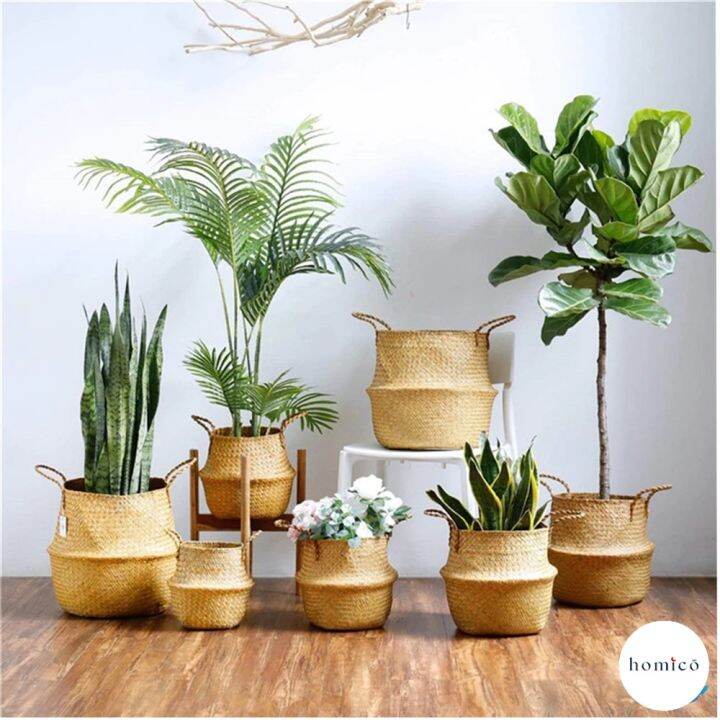 HOMICO Pot Anyam Cover Pot Anyaman Tradisional Keranjang Bunga Tanaman ...