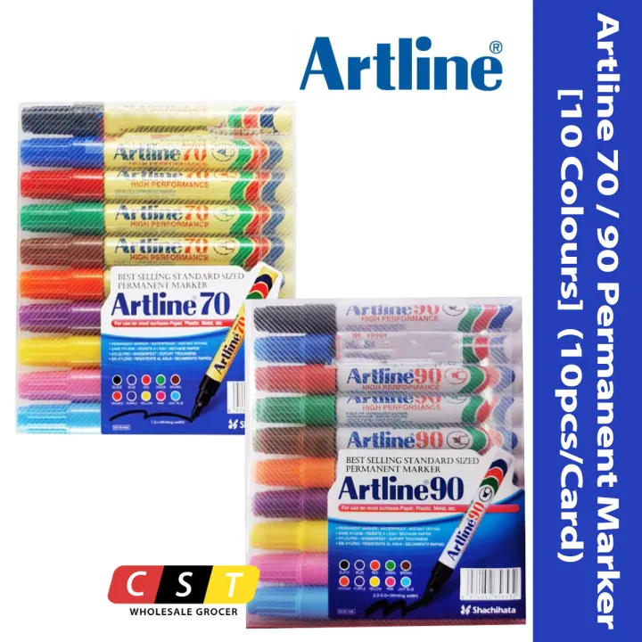 Artline 70 / 90 Permanent Marker [10 Colours] (10pcs/Card) | Lazada