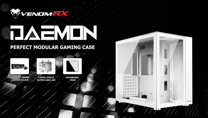 Venom Rx Case Daemon White - 3 Fan ARGB Venomrx Tempered Casing | Lazada Indonesia