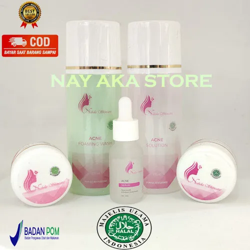 nahda skincare bpom ori paket asli acne dengan kemasan baru yang lebih cantik Plus serum ...