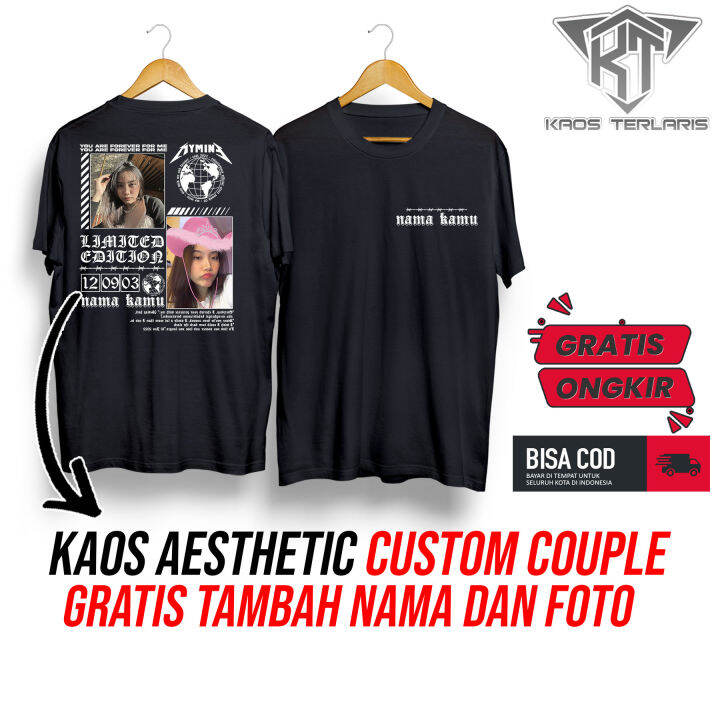 KAOS TERLARIS - CUSTOM KAOS COUPLE - BEBAS TAMBAH FOTO DAN NAMA - BEBAS ...