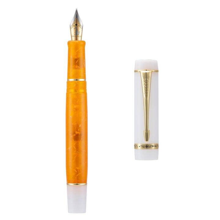 Kaigelu 316 Mini Celluloid Fountain Pen, Beautiful Orange White Iridium ...