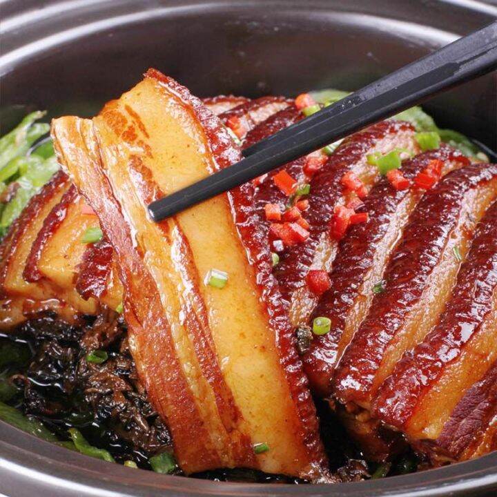 Authentic Braised Pork with Plum Vegetables Braised pork belly with ...