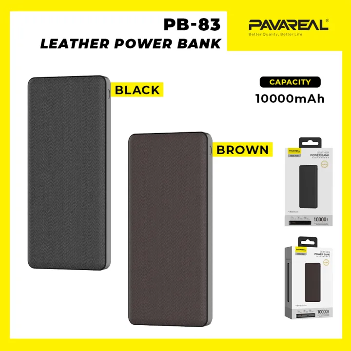 PAVAREAL PA-PB83 Premium Leather 10000mAh Power Bank Fireproof Type C Travel | Lazada